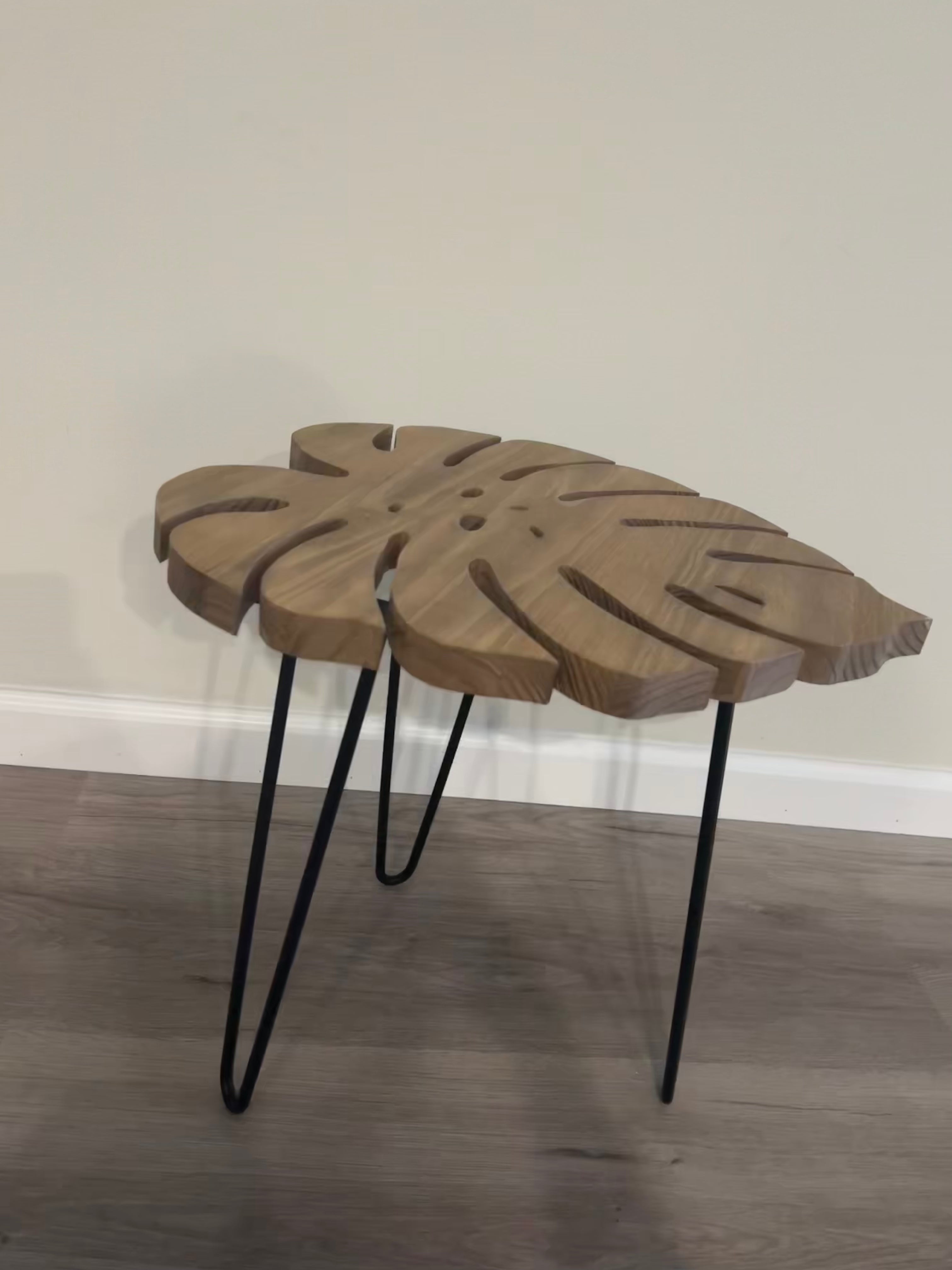 Wooden Monstera Leaf Side Table – Little Kiwi Creations